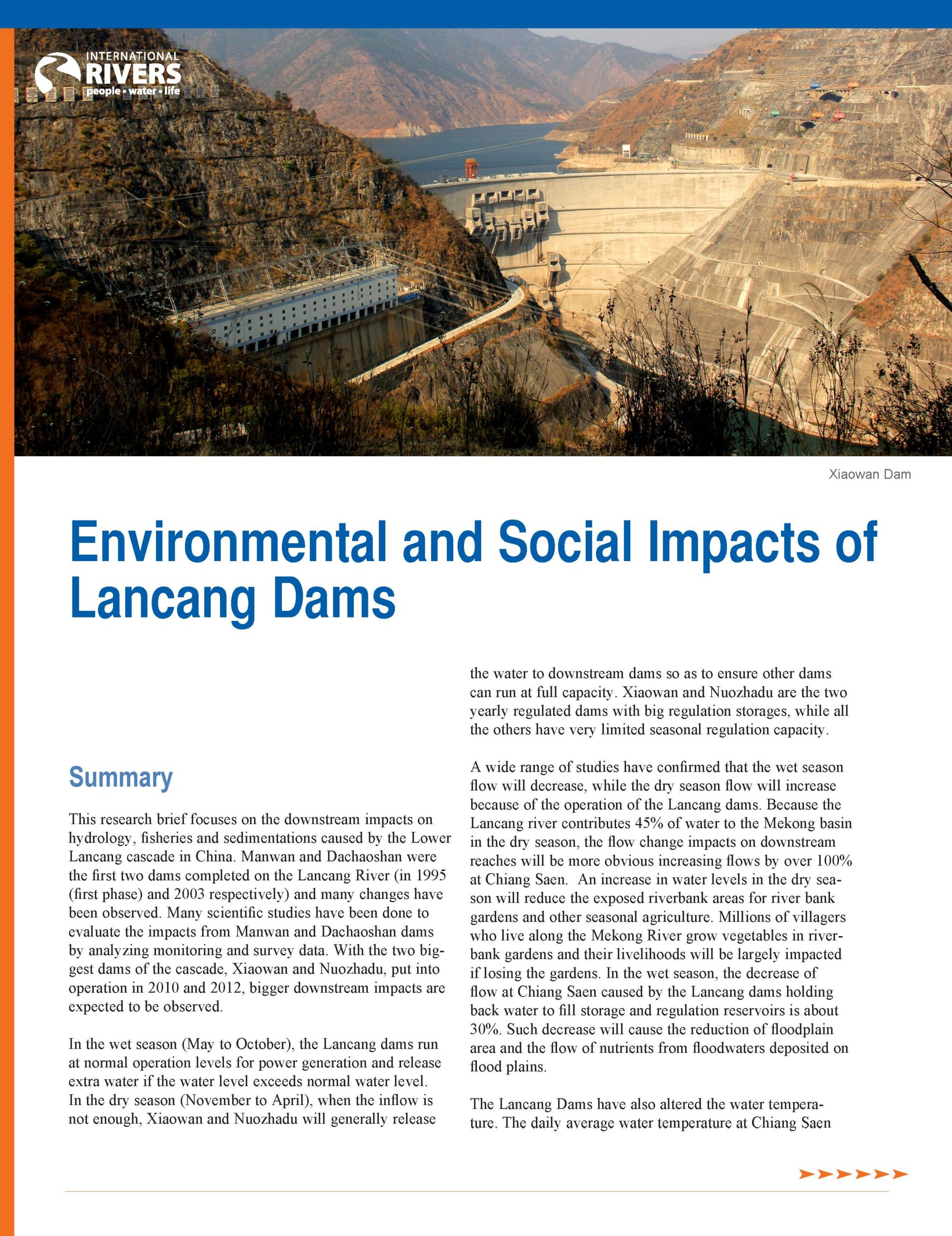 The Environmental and Social Impacts of Lancang Dams - International ...